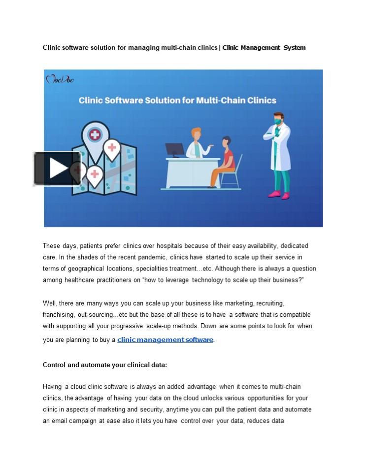 PPT – Clinic software solution for managing multi-chain clinics ...