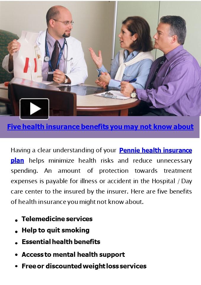 PPT – Five health insurance benefits you may not know about PowerPoint ...