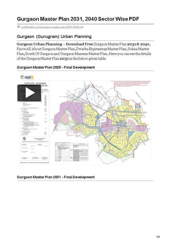 Gurgaon Master Plan 2031, 2040 Sector Wise PDF presentation | free to ...