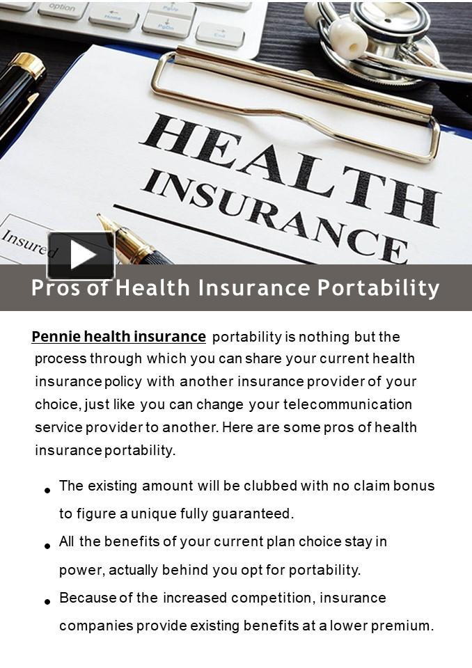Pros of Health Insurance Portability presentation | free to download