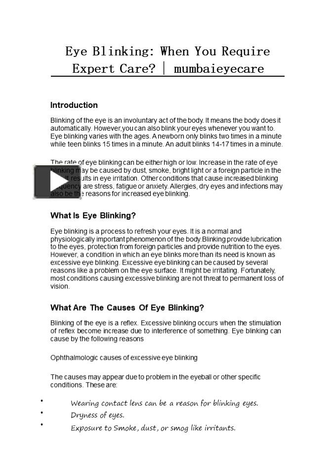 PPT – Eye Blinking: When You Require Expert Care? | mumbaieyecare ...