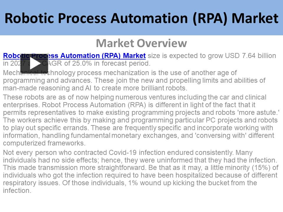 PPT – Robotic Process Automation (RPA) Market PowerPoint presentation ...