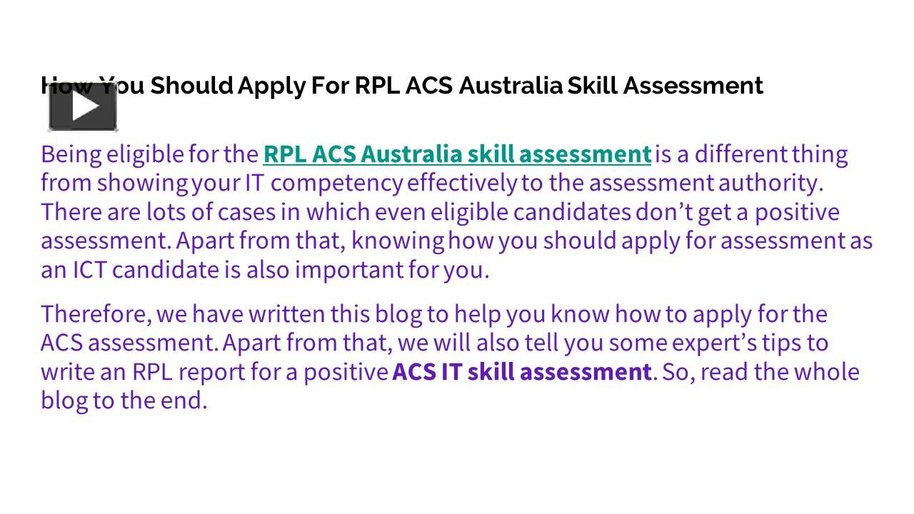 How You Should Apply For RPL ACS Australia Skill Assessment ...