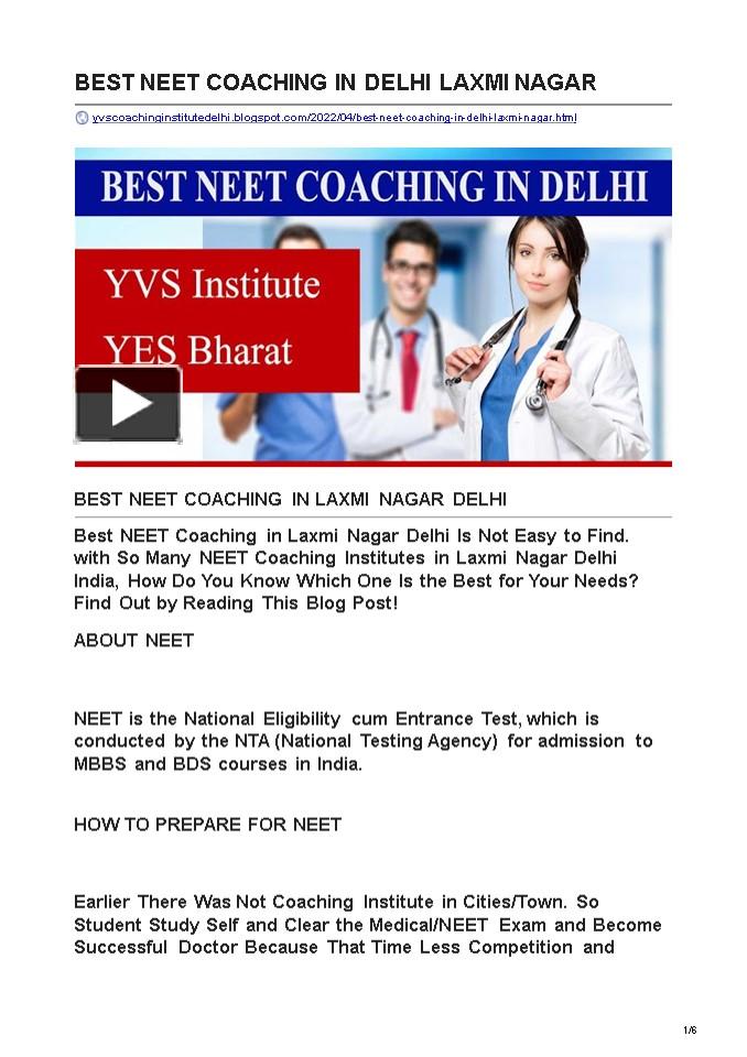 PPT – Best Neet Coaching in Laxmi Nagar Delhi PowerPoint presentation ...