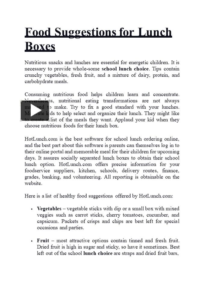 PPT – Food Suggestions for Lunch Boxes PowerPoint presentation | free ...