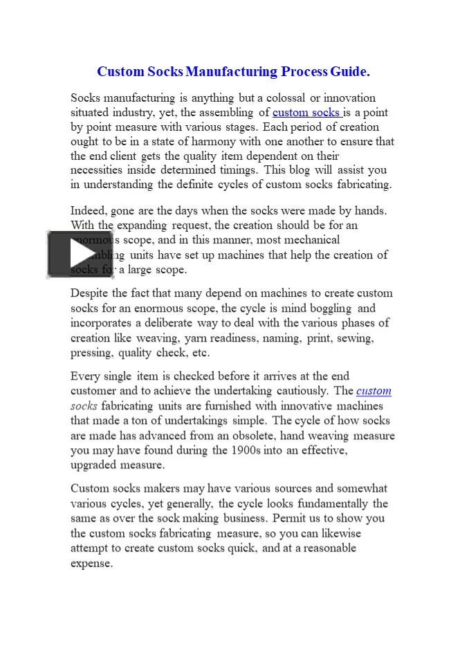 Custom Socks Manufacturing Process Guide presentation | free to download