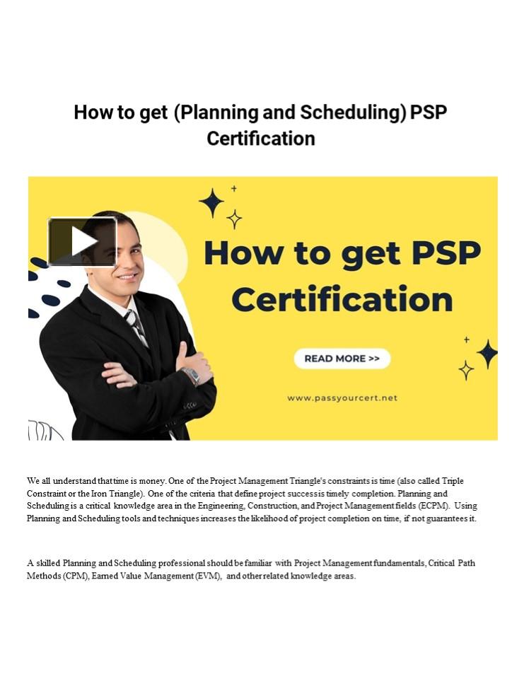 How to get (Planning and Scheduling) PSP Certification presentation ...
