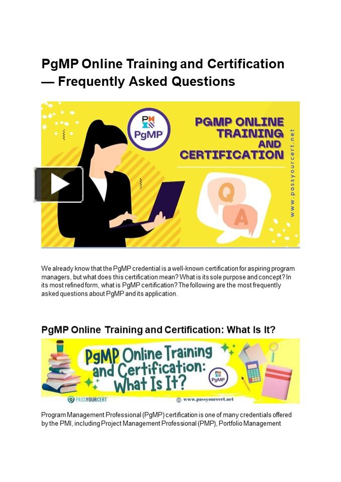 PgMP Online Training and Certification-Frequently Asked Questions ...