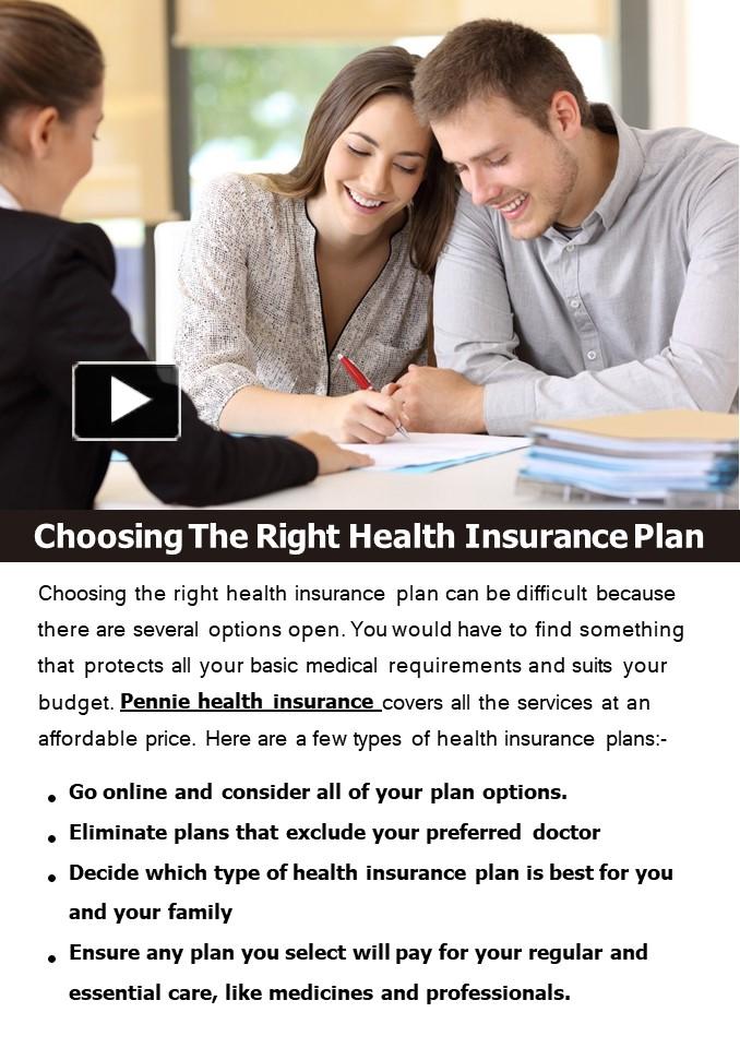Choosing The Right Health Insurance Plan presentation | free to download