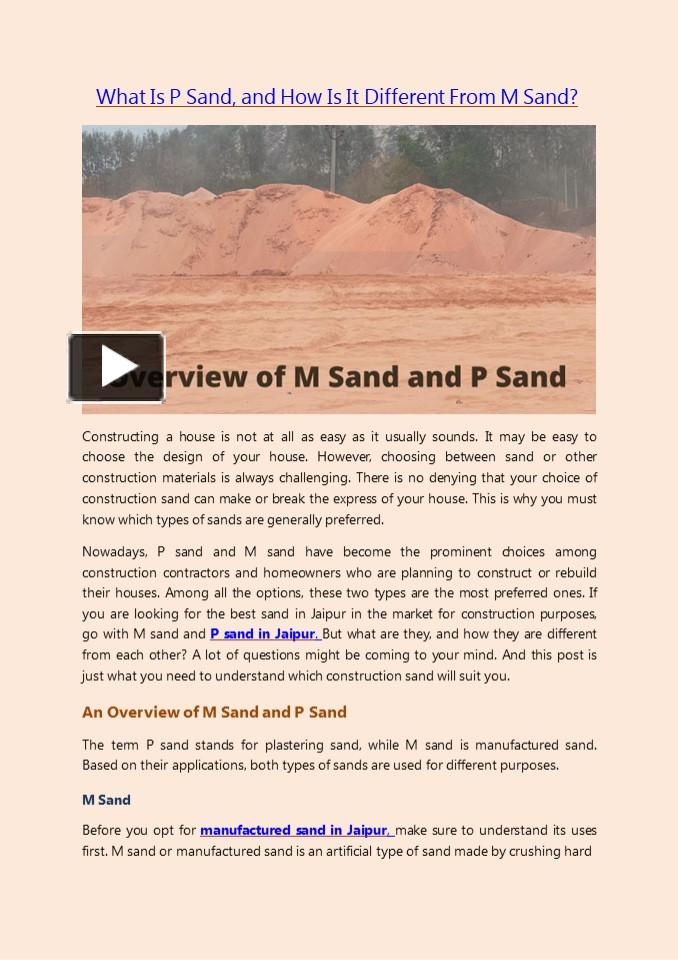 What Is P Sand, And How Is It Different From M Sand? presentation ...