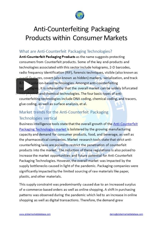 PPT – Anti-Counterfeiting Packaging Products within Consumer Markets ...