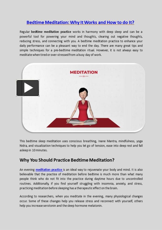 Bedtime Meditation: Why It Works and How to do It? presentation | free ...
