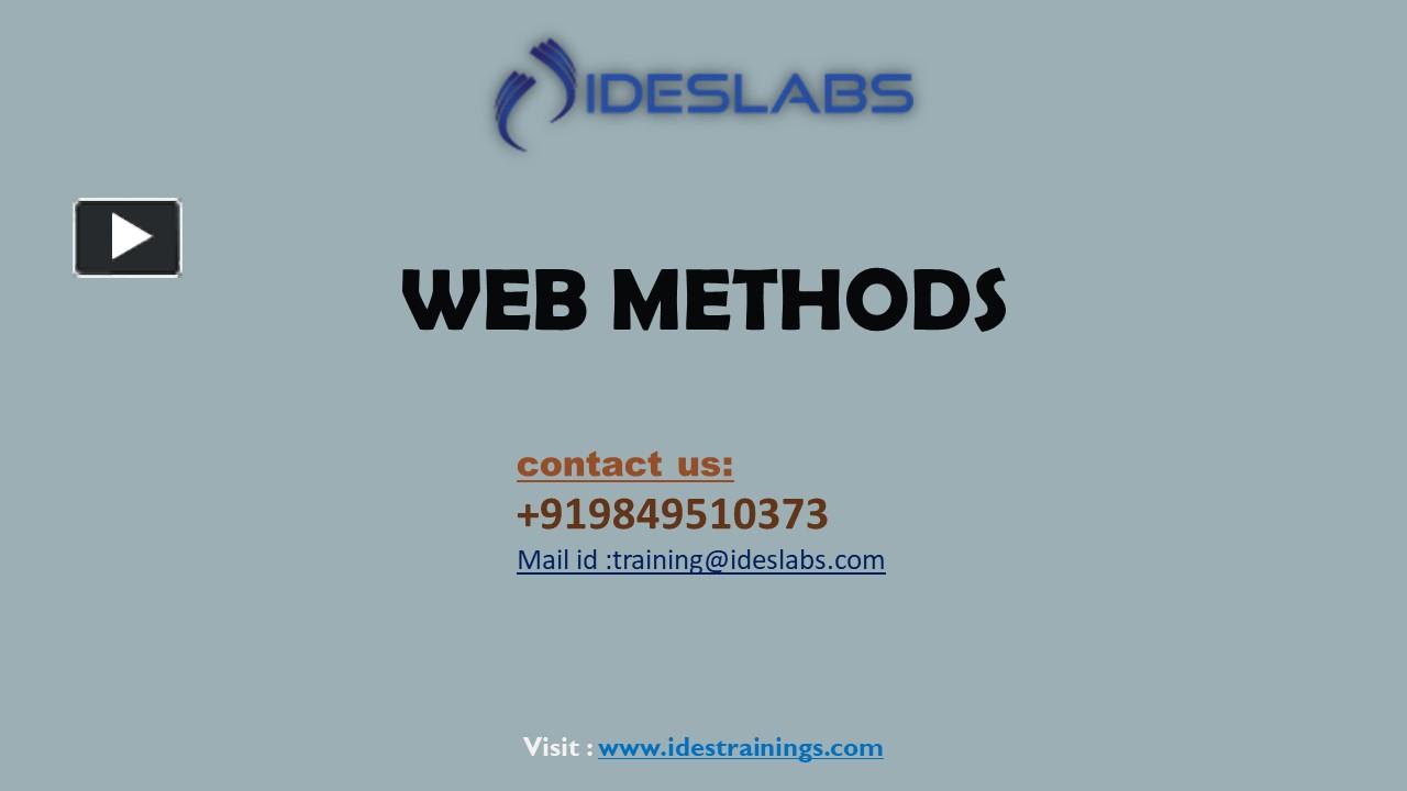 WebMethods Training - IDESTRAININGS presentation | free to download