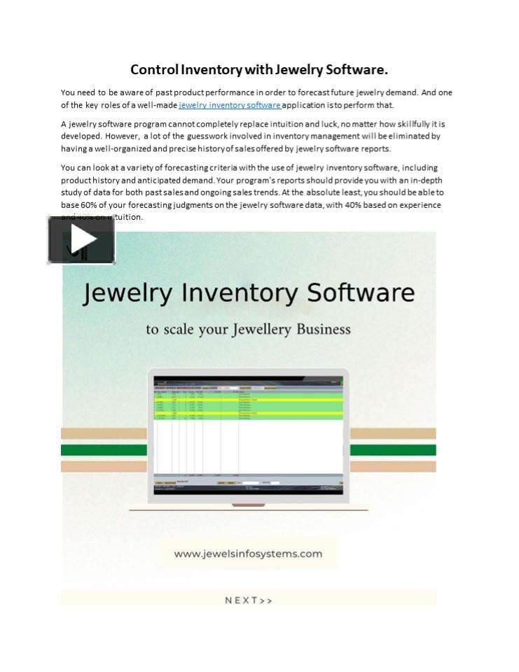 PPT – Control Inventory with Jewelry Software. PowerPoint presentation ...