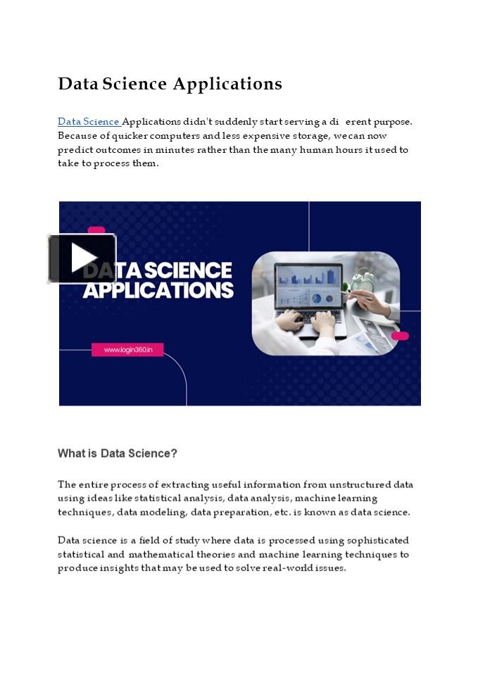 Data Science Applications presentation | free to download