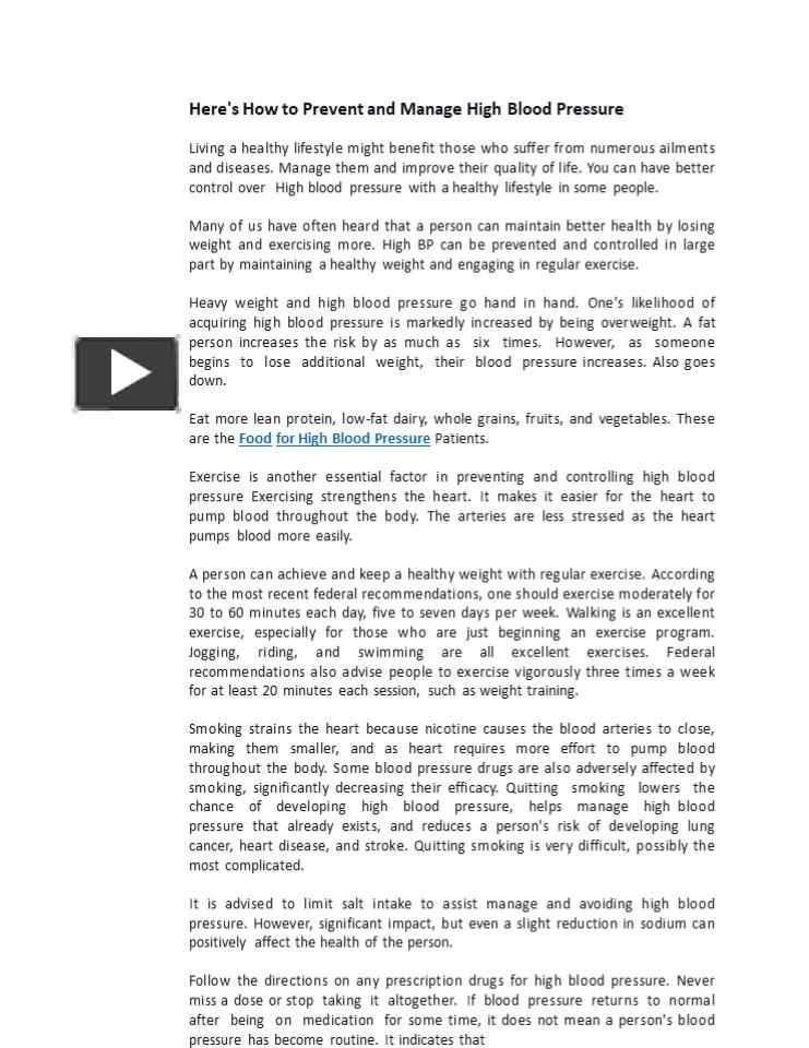 Here's How to Prevent and Manage High Blood Pressure presentation ...