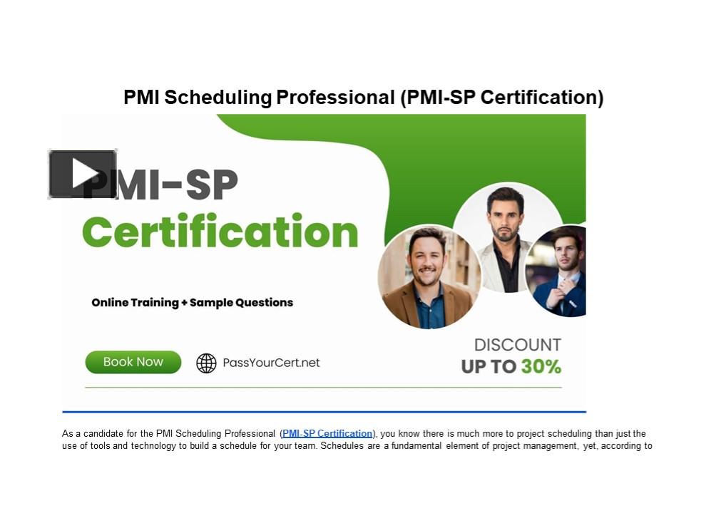 PMI Scheduling Professional (PMI-SP Certification) presentation | free ...
