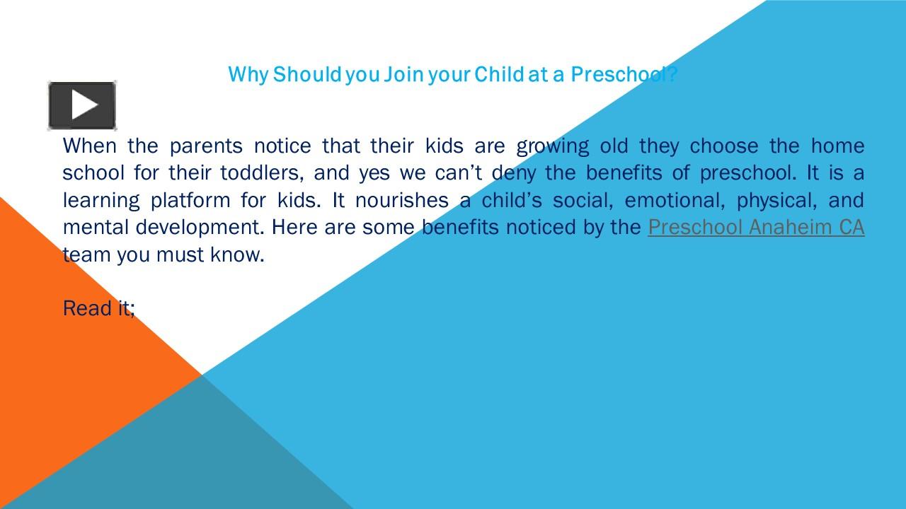 PPT – Why Should you Join your Child at a Preschool? PowerPoint ...
