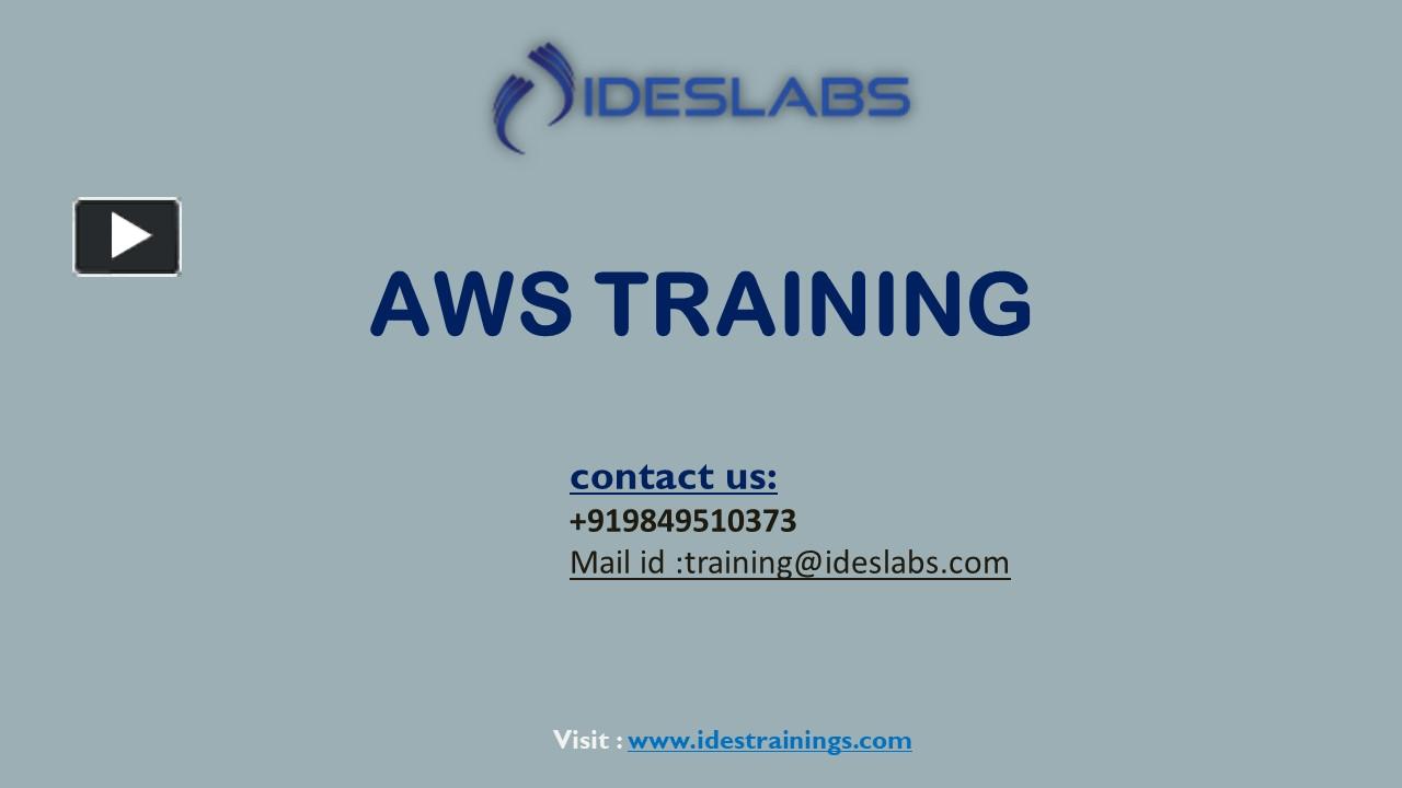 AWS Training - IDESTRAININGS presentation | free to download