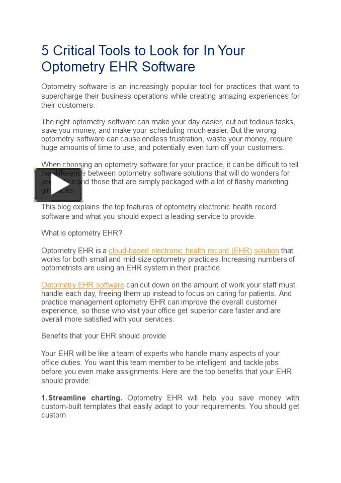 5 critical tools to look for in your optometry EHR software ...