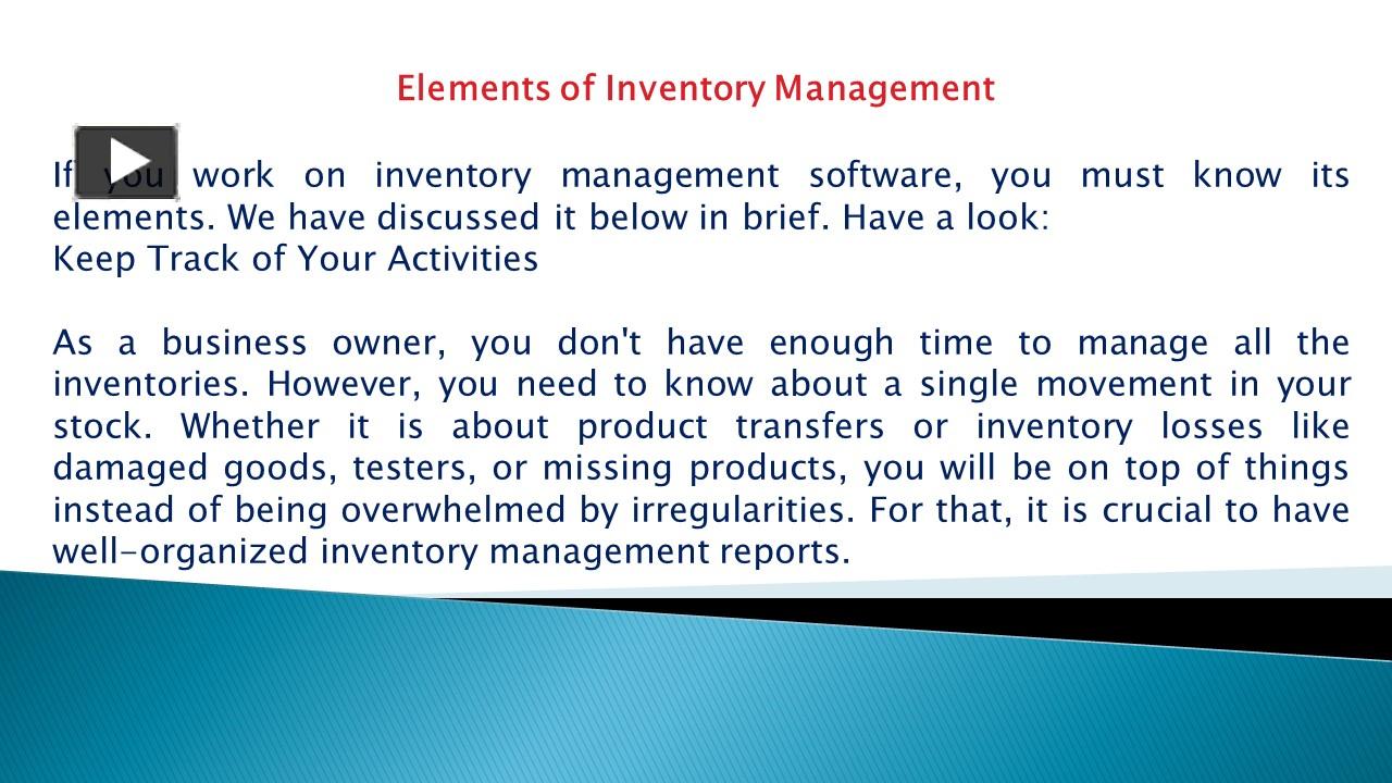 PPT – Elements of Inventory Management PowerPoint presentation | free ...