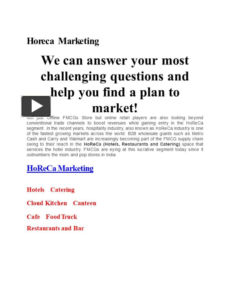 Horeca Marketing presentation | free to download