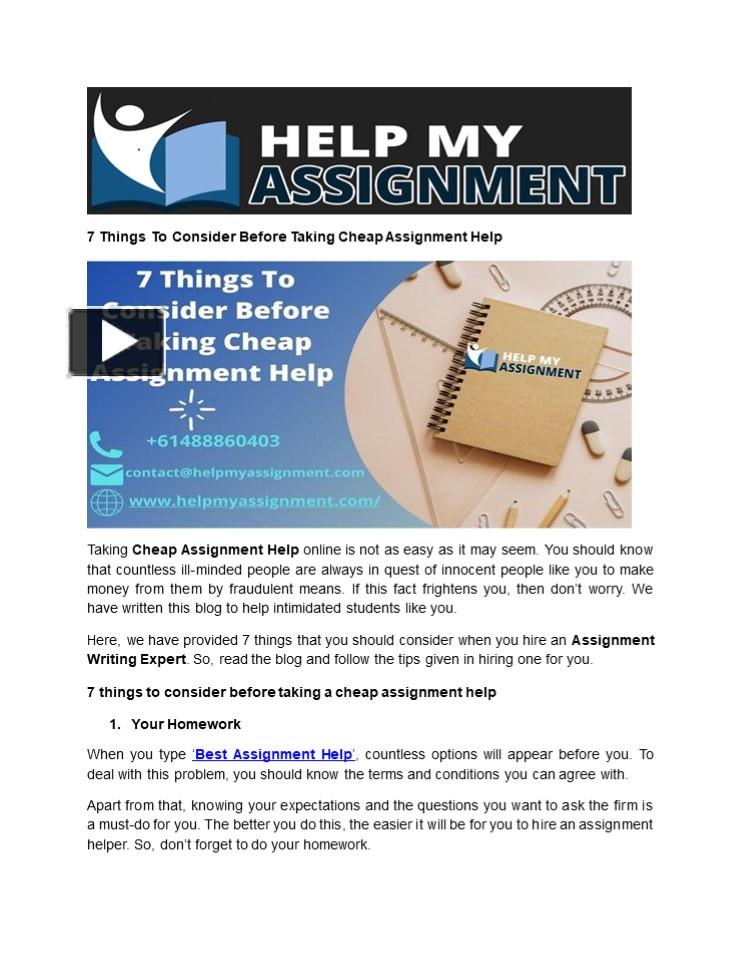 7 Things To Consider Before Taking Cheap Assignment Help presentation ...