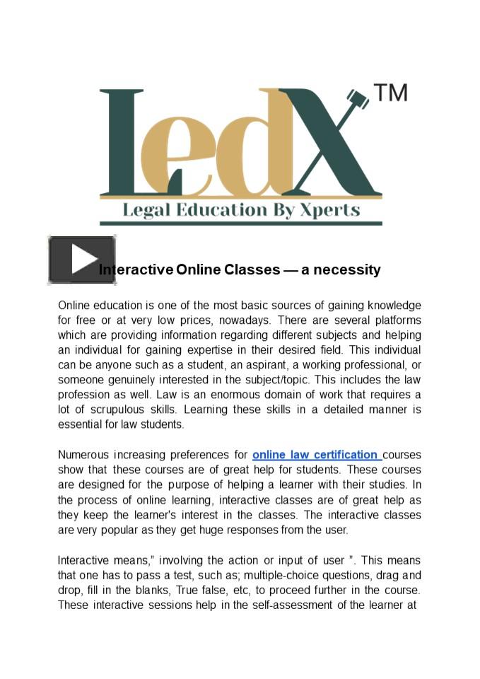 Interactive Online Classes — a necessity presentation | free to download