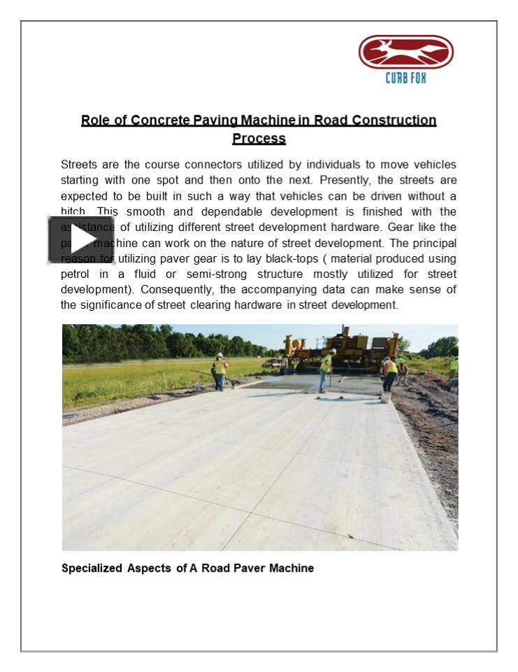 PPT – Role of Concrete Paving Machine in Road Construction Process ...