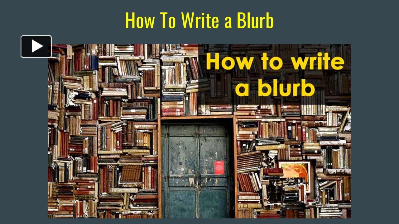 How To Write a Blurb | Book Blurb Example presentation | free to download