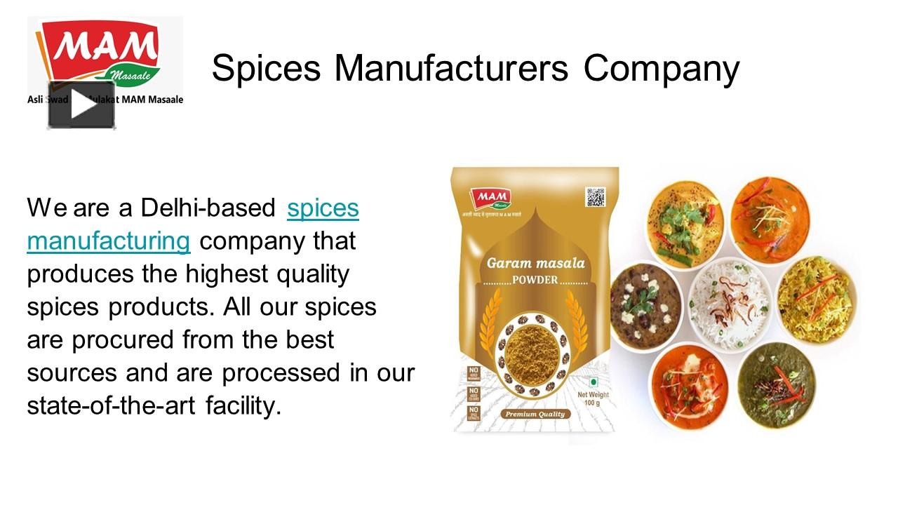 Spices Manufacturers Company presentation | free to download