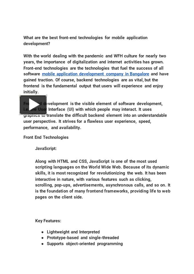 What are the best front-end technologies for mobile application ...