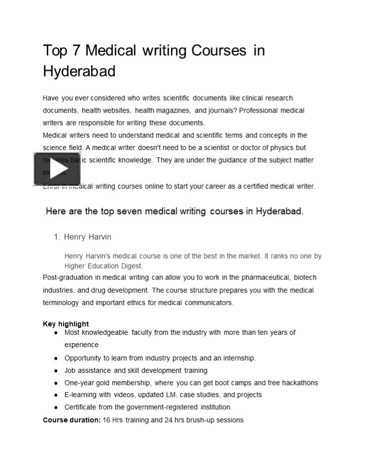 PPT – Top 7 Medical writing Courses in Hyderabad PowerPoint ...