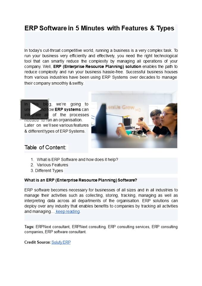 PPT – ERP Software in 5 Minutes with Features & Types PowerPoint ...