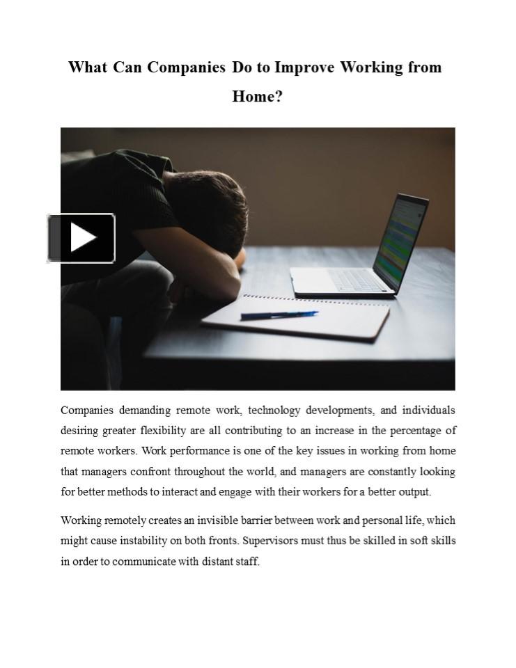 What Can Companies Do to Improve Working from Home? presentation | free ...