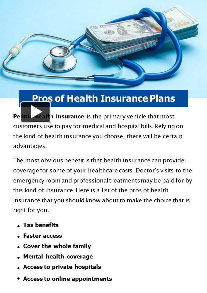 PPT – Pros of Health Insurance Plans PowerPoint presentation | free to ...
