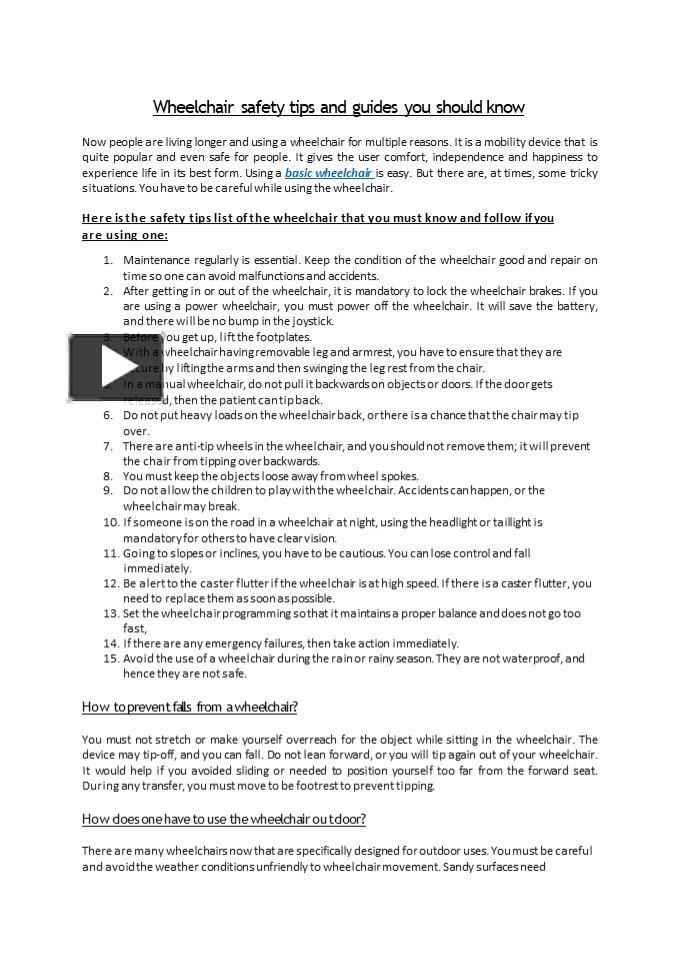Wheelchair safety tips and guides you should know presentation | free ...