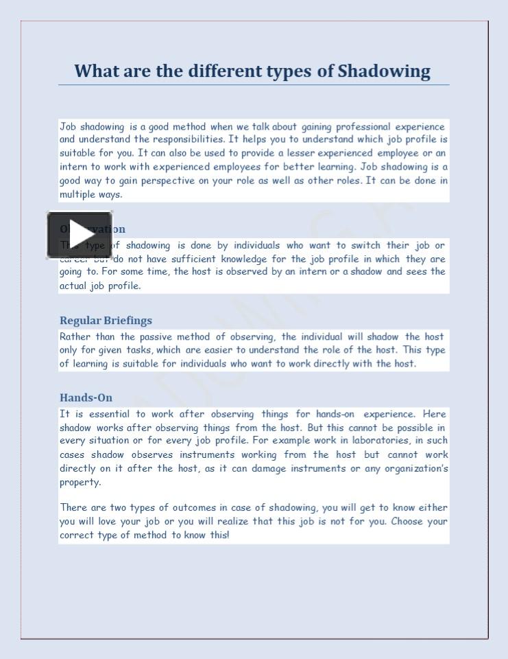 What are the different types of Shadowing presentation | free to download