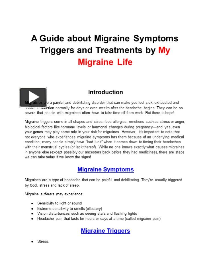 PPT – A Guide about Migraine Symptoms Triggers and Treatments by My ...