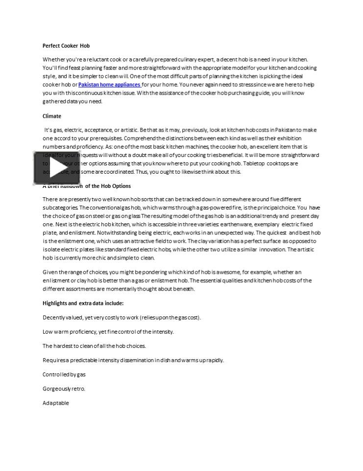 PPT – Perfect Cooker Hob PowerPoint presentation | free to download ...