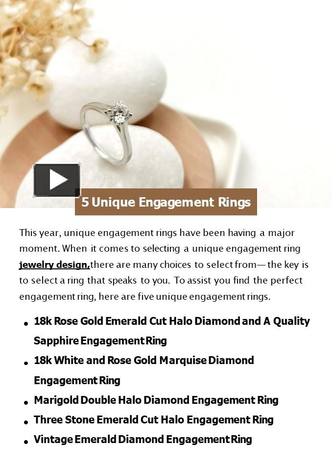 PPT – 5 Unique Engagement Rings PowerPoint presentation | free to ...