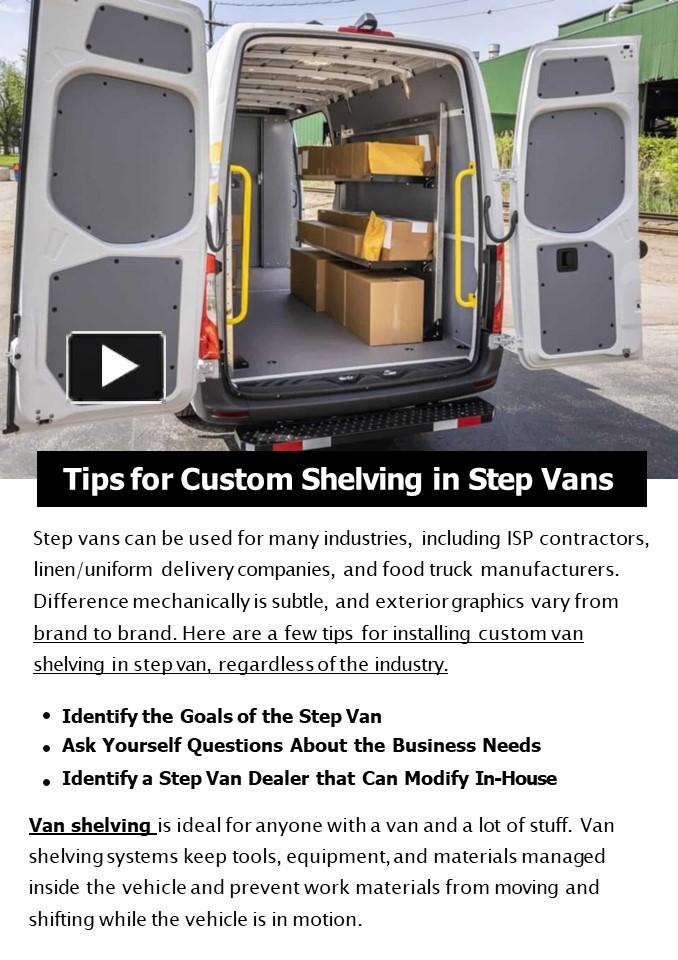 Tips for Custom Shelving in Step Vans presentation | free to download