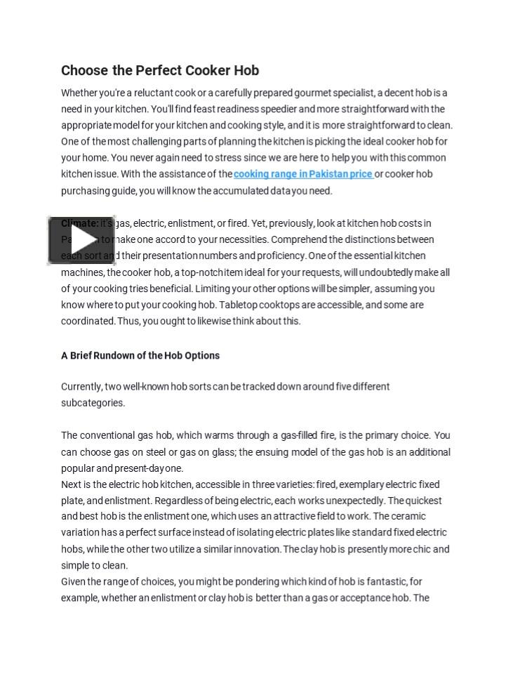 PPT – Choose the Perfect Cooker Hob PowerPoint presentation | free to ...