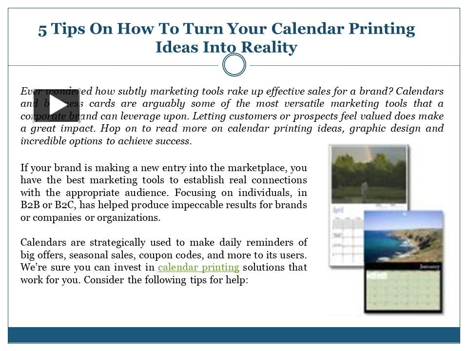 5 Tips On How To Turn Your Calendar Printing Ideas Into Reality ...