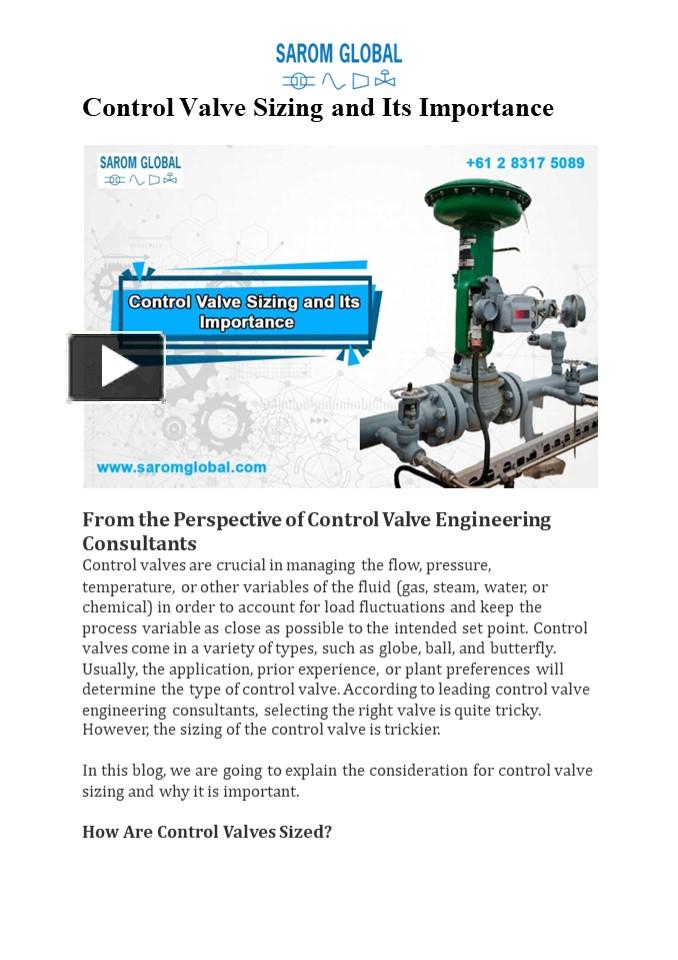 Control Valve Sizing and Its Importance presentation | free to download