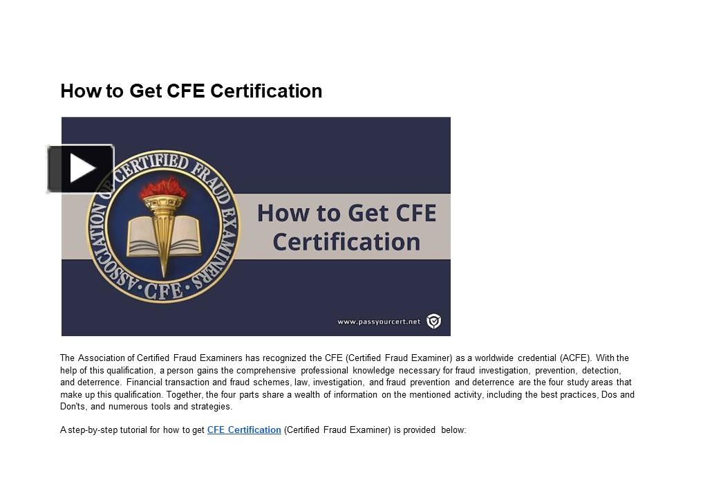 How to Get CFE Certification presentation | free to download