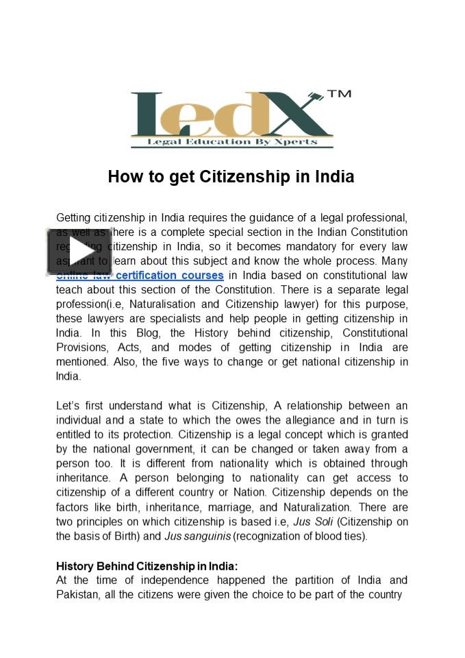 How to get Citizenship in India presentation | free to download