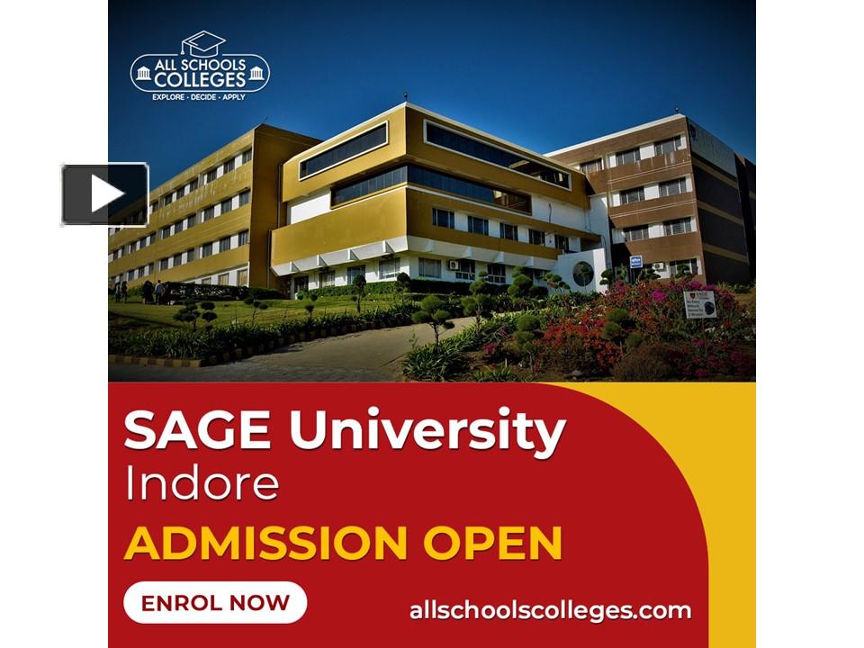 SAGE University Indore Admission presentation | free to download