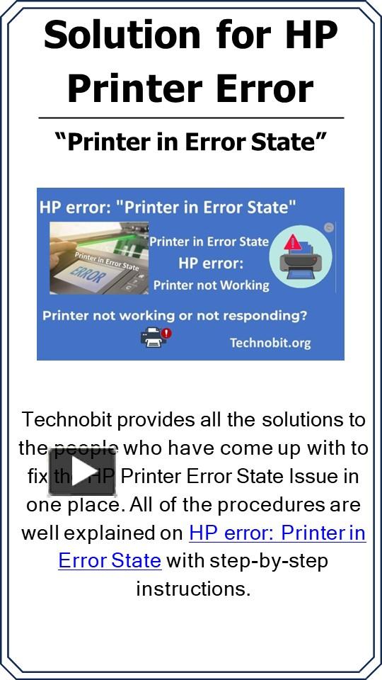 PPT – Solution for HP Printer Error PowerPoint presentation | free to ...