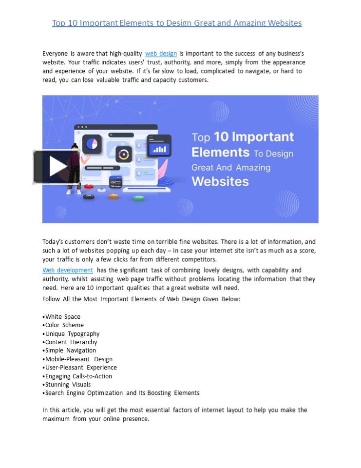 PPT – Top 10 Important Elements to Design Great and Amazing Websites ...